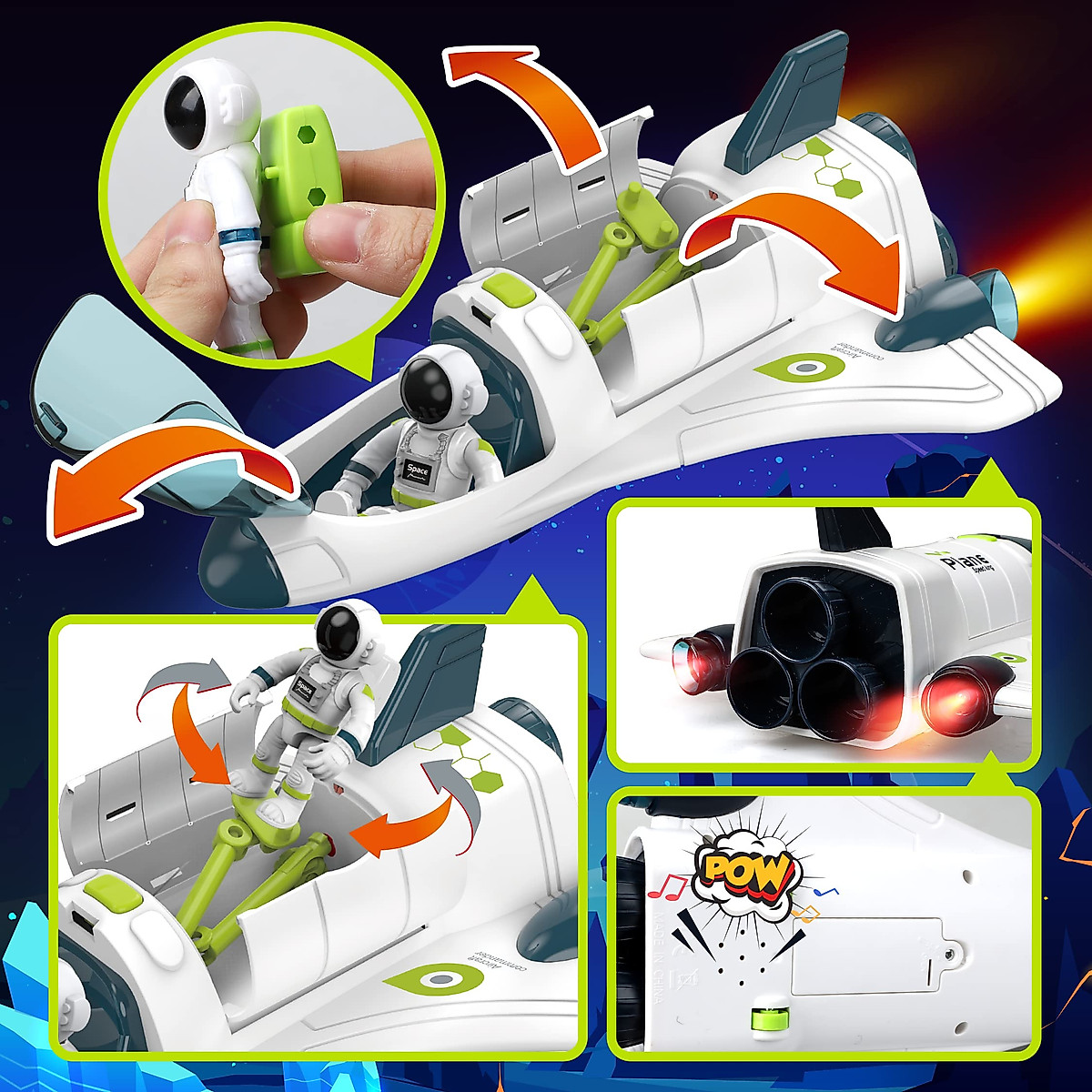 TOY Life Space Rocket Toys for Kids Shuttle Toy with Astronaut Figure and Rover for Boy 5-12 Kid Spaceship Planet Stem for Boys & Girls