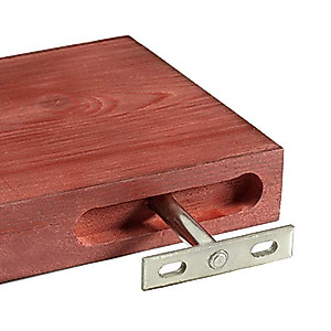 Rustic Farmhouse 3 Tier Floating Wood Shelf - Floating Wall Shelves (Set of 3), Hardware and Fasteners Included (Cherry, 3 Tier)