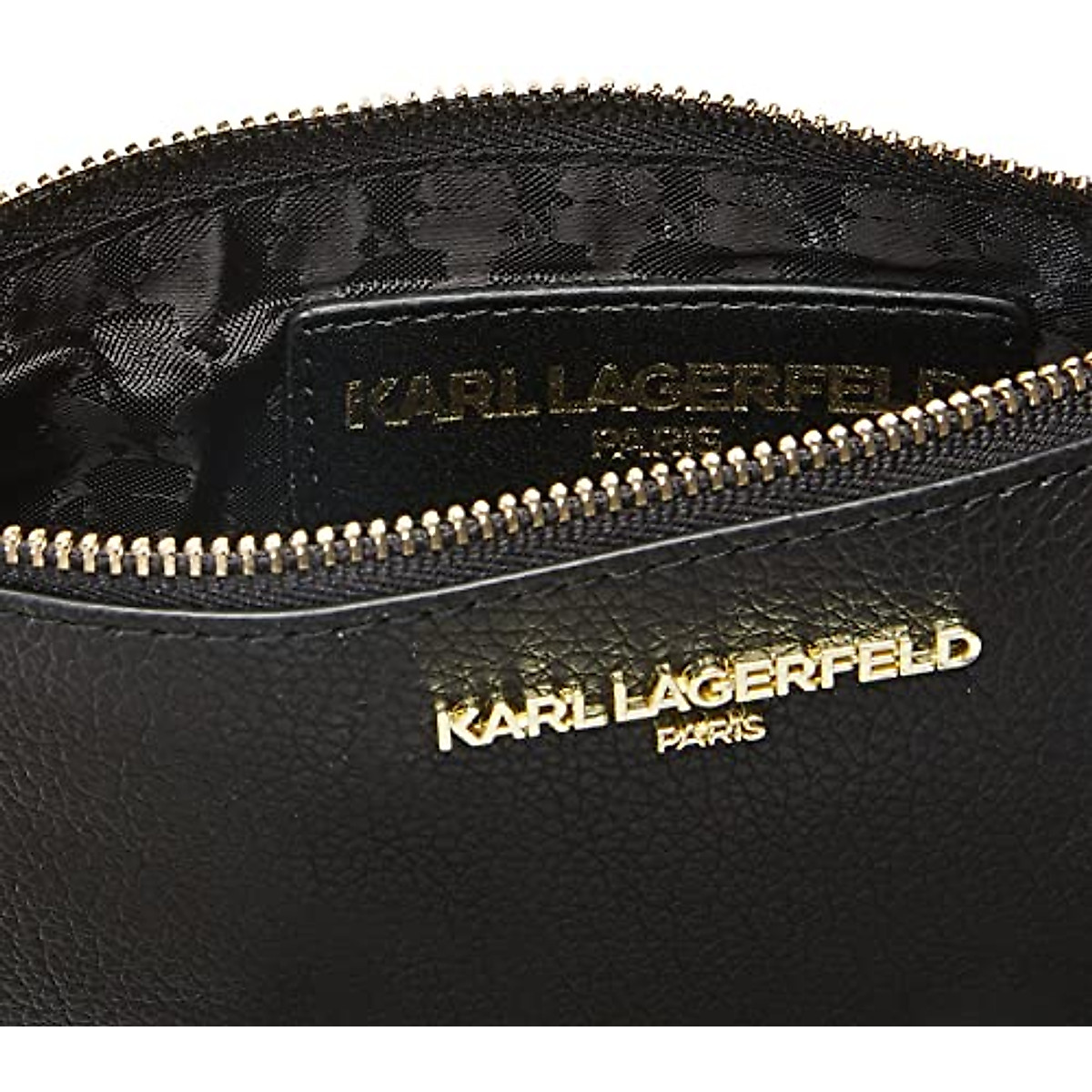 Karl Lagerfeld Paris womens Wristlet, Black/Gold, One Size US