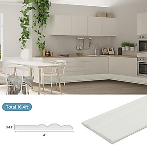 Flexible Peel and Stick Rubber Wall Base Cove Base Moulding Trim, 4 Inch Vinyl, Beige (16.4FT)