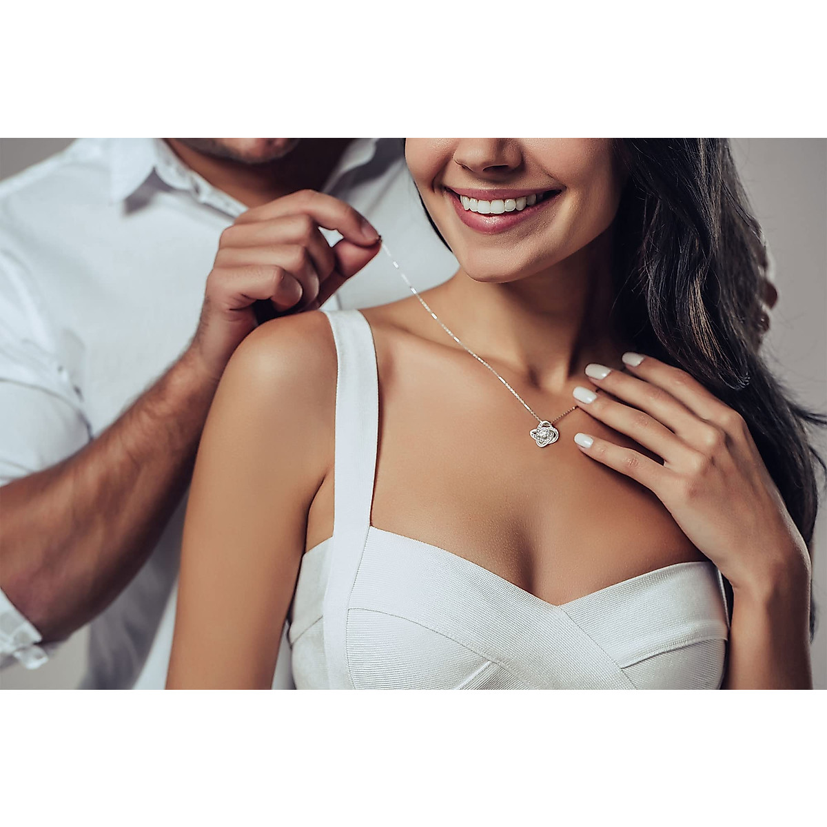 Rottweiler Dog Mom, Necklace for My Rottweiler Fur Mom, Rottweiler Dog Portrait Message Card for my Dog Mum, Dog Mom Jewelry Present Pet Owner Mahogany Style Luxury Box (w/LED) - Love Knot