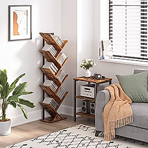 HOOBRO Tree Bookshelf, 9-Tier Bookcase Wooden Shelves, Floor Standing Storage Rack, for Display of CDs, Books in Living Room, Home Office, Wood Storage Rack for Bedroom, Rustic Brown BF08SJ01
