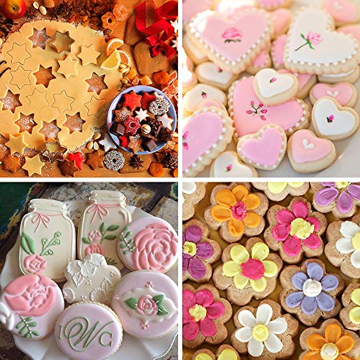 Cookie Cutters Biscuit Shapes Set, 12PCS Cookie Pastry Fruit Vegetables Stainless Steel Molds Cutters | Heart Star Circle Flower Shaped Mold Cookie Cutters For Halloween Christmas Valentine