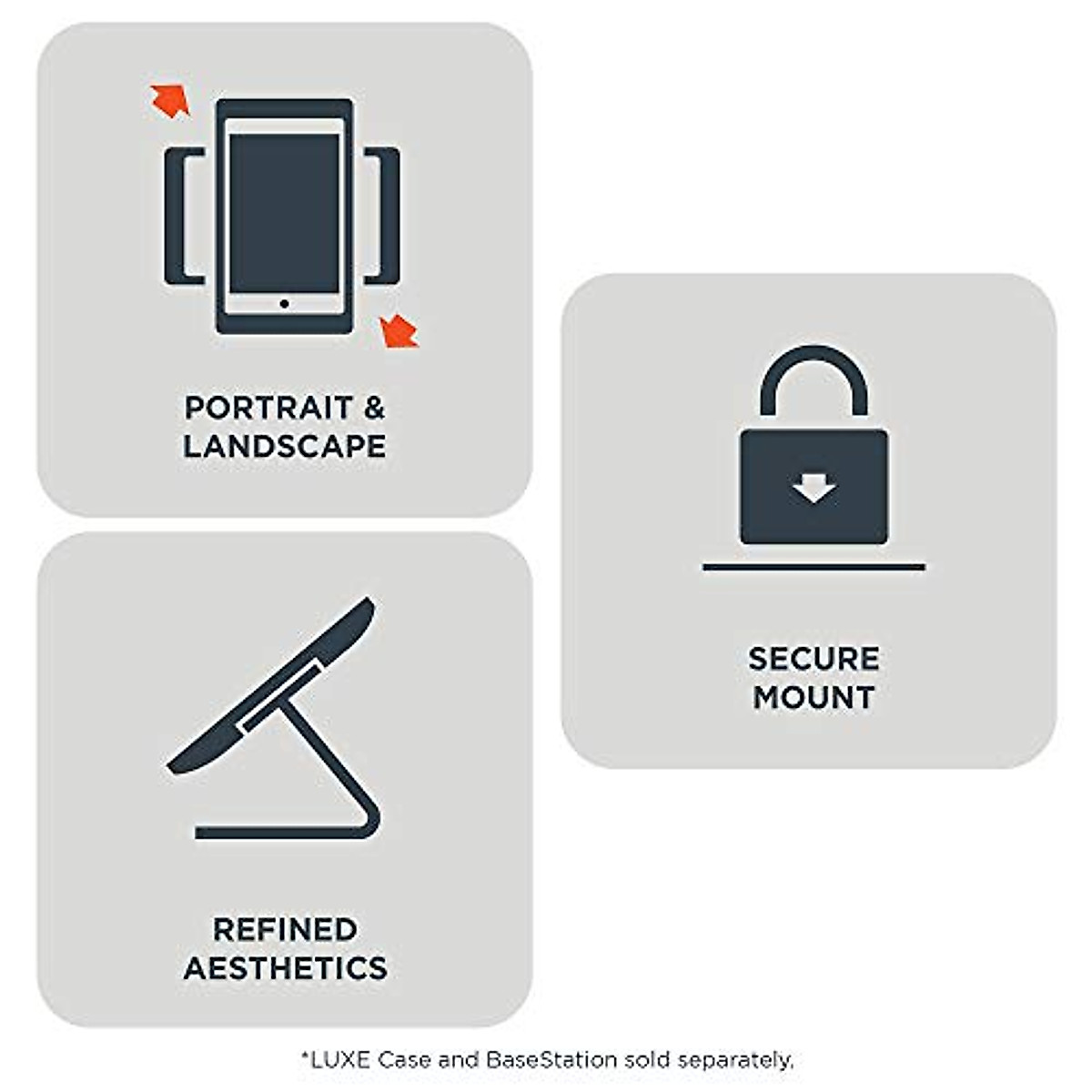 IPORT Luxe (LuxePort) BaseStation iPad Stand - Compatible with All Luxe Cases for iPad Mini 4 and 5, iPad 9.7, 10.2, 10.5 - White
