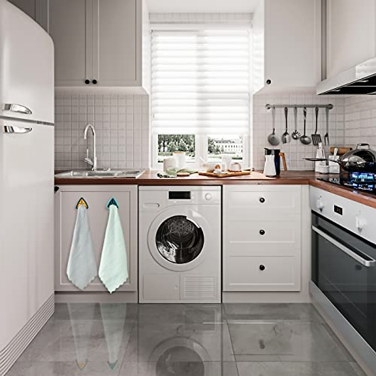 4 Pcs Dish Towel Hooks,Self Adhesive Wall Dish Towel Holder,Kitchen Push Hooks for Towel