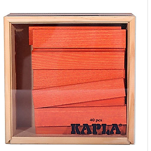 KAPLA 40 Squares Orange - Wooden Construction Set - 40 Orange Colored Building Planks - for Ages 3+