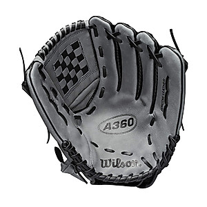 Wilson 2021 A360 12" Outfield Baseball Glove - Black/Grey, Left Hand Throw