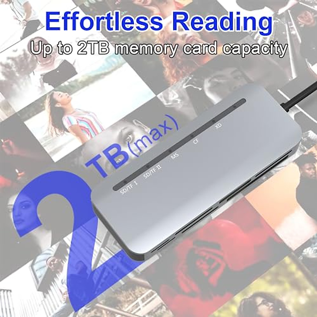USB C Multi Card Reader, XD/MS/SD/TF/CF Type-C 5Gps High Speed 7-in-1 XD Picture Card Adapter for SDXC TF Micro SD CF MS MMC Card, Sony Memory Stick Pro Duo Adapter Read 5 Cards Simultaneously