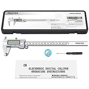 Proster Digital Vernier Caliper 8inch 200mm - Stainless Steel Electronic Caliper Fractions/Inch/Metric Caliper Measuring Tool for Length Width Depth Inner Diameter Outer Diameter
