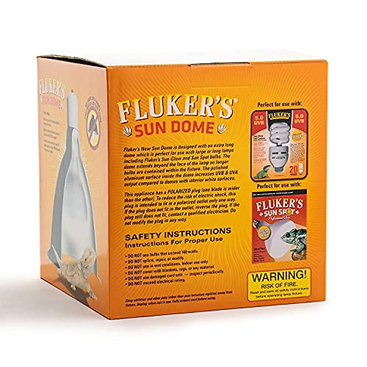 Fluker's Sun Dome Reptile Lamp - Deep Dome Flush Mount Light Fixture, 8.5 Inches