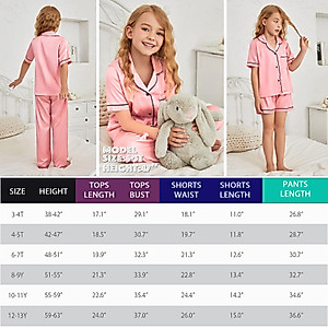Jxstar Button Up Satin Pajamas for Girls Boys Silk Pjs Sets Kids Champagne Short Sleeve Sleepwear,4t 5t