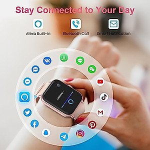 Fitness Smart Watch with Alexa for Women Men, 24/7 Heart Rate, Blood Oxygen, Stress and Sleep Tracker,100 Sports Modes, 5ATM Waterproof Activity Trackers and Smart Watches with Step Tracker, Pedometer