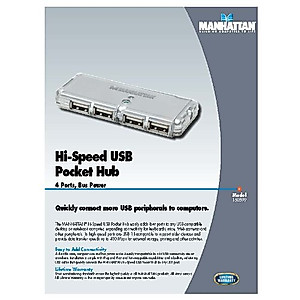 Manhattan 4-Port Hi-Speed USB Pocket Hub - Silver (160599)