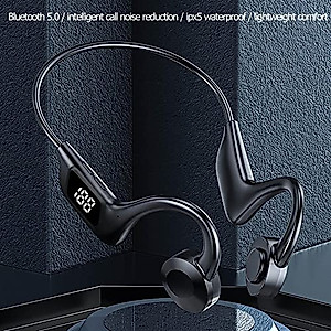 Kakasi Bone Conduction Headphones,Open Ear Sports Wireless Fitness Headphones for Running Cycling Driving Fitness, Noise Canceling Microphone for Calls, Bluetooth 5.0 (Black)