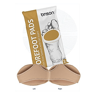Brison Metatarsal Pads for Women and Men Compact Ball of Foot Cushion Gel Pad Inside Metatarsalgia Morton's Neuroma Pain Relief - Soft Foot Care Fabric Sleeves 2 Pairs