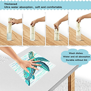 Sea Turtle Turquoise Teal Kitchen Dish Cloths Ocean Sea Life Marine Microfiber Cleaning Towels Absorbent Dishcloths Fast Drying Washcloths for Car Window Bathroom 11x11 inch Pack of 6