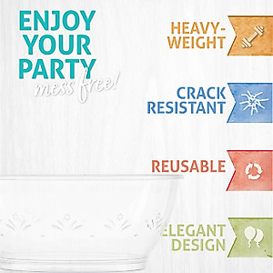 PLASTICPRO 6 oz Hard plastic Desert Bowls - Ice cream Bowls premium Quality Disposable Clear Bowl Pack of 50