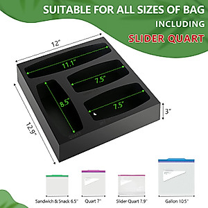 Ziplock Bag Storage Organizer - Bamboo Baggie Organizer for Kitchen Drawer - Black Kitchen Drawer Organizer - Compatible with Gallon, Quart Slider, Sandwich & Snack Variety Size Bags