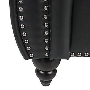 ONCIN Chesterfield Sofa Leather for Living Room, 3 Seater Sofa Tufted Couch Faux Leather with Rolled Arms and Nailhead for Living Room, Bedroom, Office, Apartment (Black)