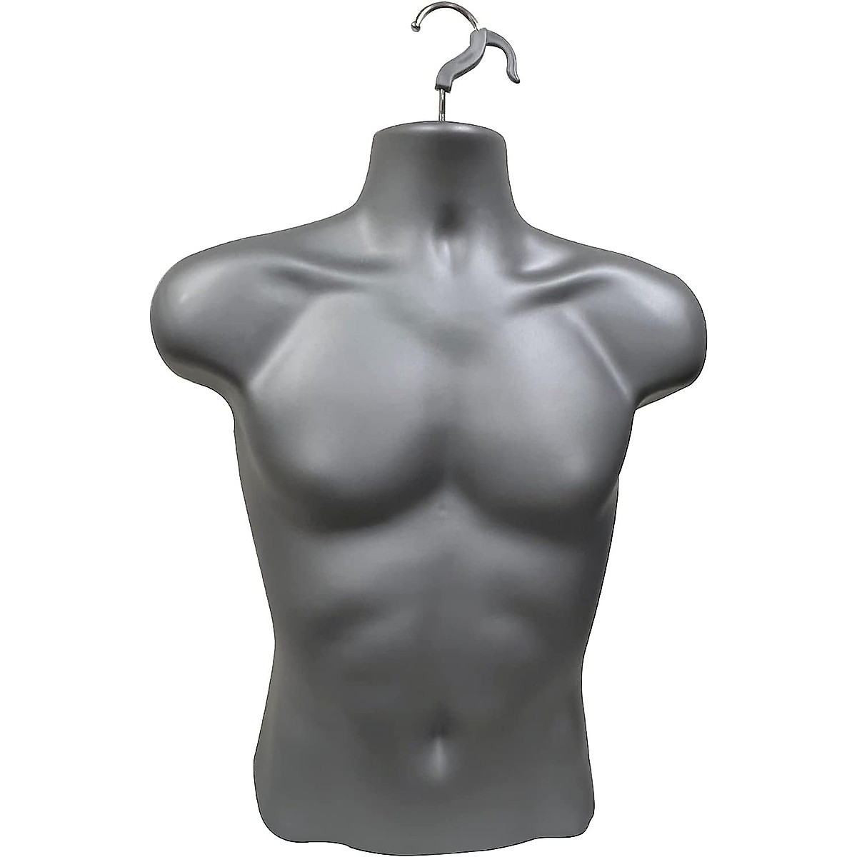 DisplayTown Gray Male + Gray Female Mannequin Injection Forms Half Rounded Waist Body Torso Dress Form with Only Hanging Hook, S-M Sizes