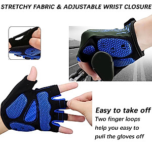MOREOK Cycling Gloves Bike Gloves for Men/Women-[5MM Gel Pad] Biking Gloves Half Finger Gloves Bicycle Gloves-for Cycling/Fitness/Motorcycle/Gym/Outdoor Sports-050-BLUE-L