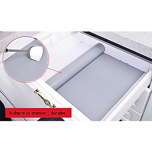 EVA Washable Waterproof Non-Adhesive Shelf Drawer Liner Roll for Refrigerator Kitchen Bathroom Cabinets Drawer Shelves Cupboard (Grey)