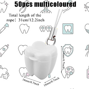 Ioffersuper 50-Piece Tooth Saver Necklaces, Tooth Necklace Little Box for Lost Teeth, Milk Teeth Storage Cases for Children Tooth Fairy Bag School Classroom Party Supply