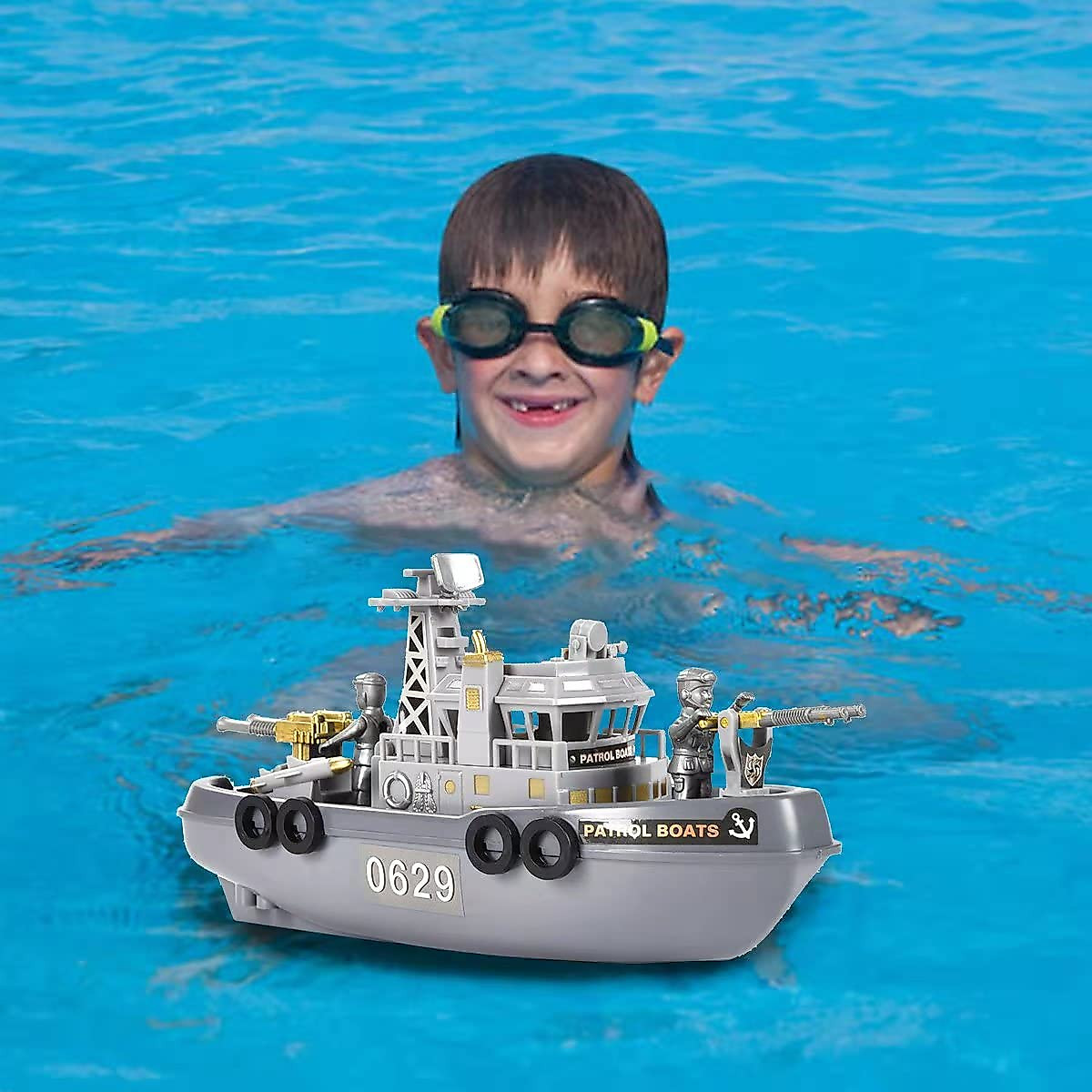 Pool Warship Toy Boat Bath Toys - Children’s Toy Boat， Big Warship Aircraft Carrier Toy in Bath tub, Gift for Kids Pool Toys