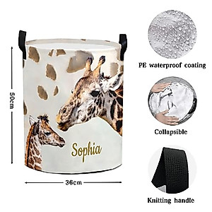 Large Storage Love Giraffe Tall Collapsible Laundry Basket Hamper for Dirty Cloth Toys Foldable for Bedroom Bathroom
