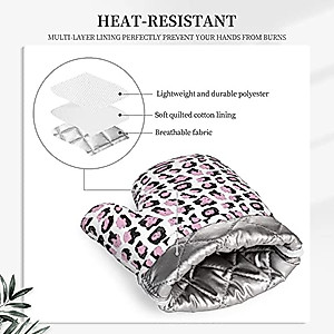 Cactus Thicker Oven Mitts/BBQ Gloves,Spring Garden Plants Arrows,Oven Glove Heat Resistant 464℉ with Non-Slip Silicone Surface for Bake,Cooking,BBQ,Mint Green