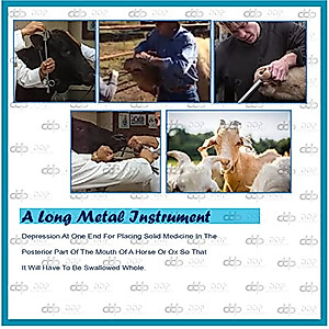 DDP Balling Gun Livestock Bolus Boluses Capsule Small Large Animal 17" Veterinary Stainless Steel Medication Pill Pusher Sheep Cattle Horse Cow Sheep Calf Colt 1" Diameter Plastic Vinyl Head Spring Cl