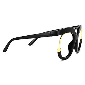 VOOGLAM Oversized Black Square Blue Light Blocking Glasses Clear Lens for Women Fredia OX739865-03