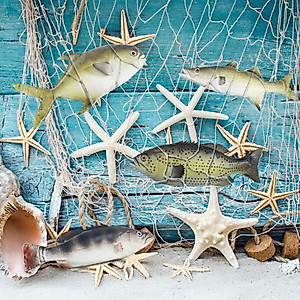 ZENFUN Set of 4 Fake Fish, 11 in Rubber Fishes Plastic Lifelike Sea Fish Set, Pretend Realistic Fake Fishes for Photography Props, Party Display, Kitchen Decor