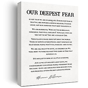 Inspirational Quote Canvas Wall Art Motivational Our Deepest Fear Quotes Canvas Print Positive Canvas Painting Wall Decor Framed Gift 12x15 Inch