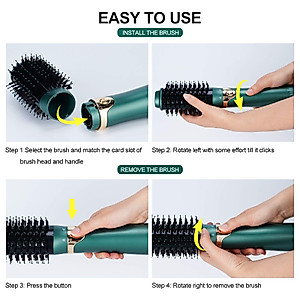 Necmuaih Retro Green Ceramic Hair Dryer and Brush Set, 4-in-1, Lightweight, Safe, and Quiet