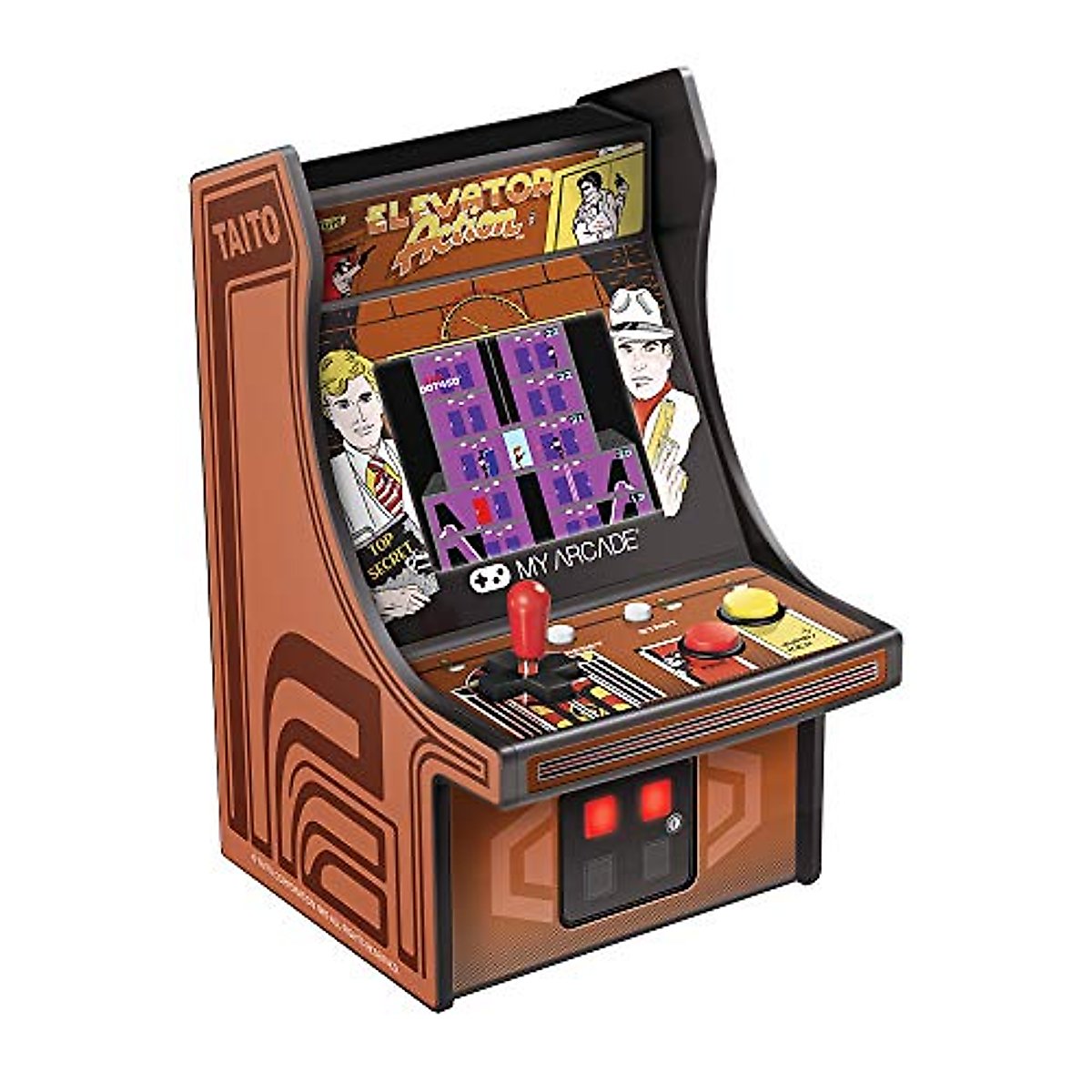 My Arcade Micro Player Mini Arcade Machine: Elevator Action Video Game, Fully Playable, 6.75 Inch Collectible, Color Display, Speaker, Volume Buttons, Headphone Jack, Battery or Micro USB Powered