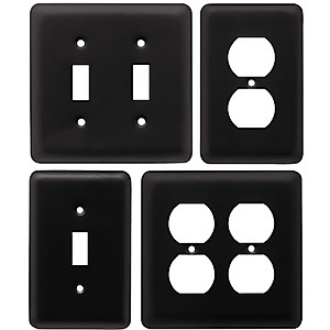 Franklin Brass Stamped Round (1-Pack) Decorative Light Switch Cover Wall Plates Matte Black 1-Gang Wall Plate Switch/Toggle Plate Guards Electrical Outlet Covers W10245-FB-C