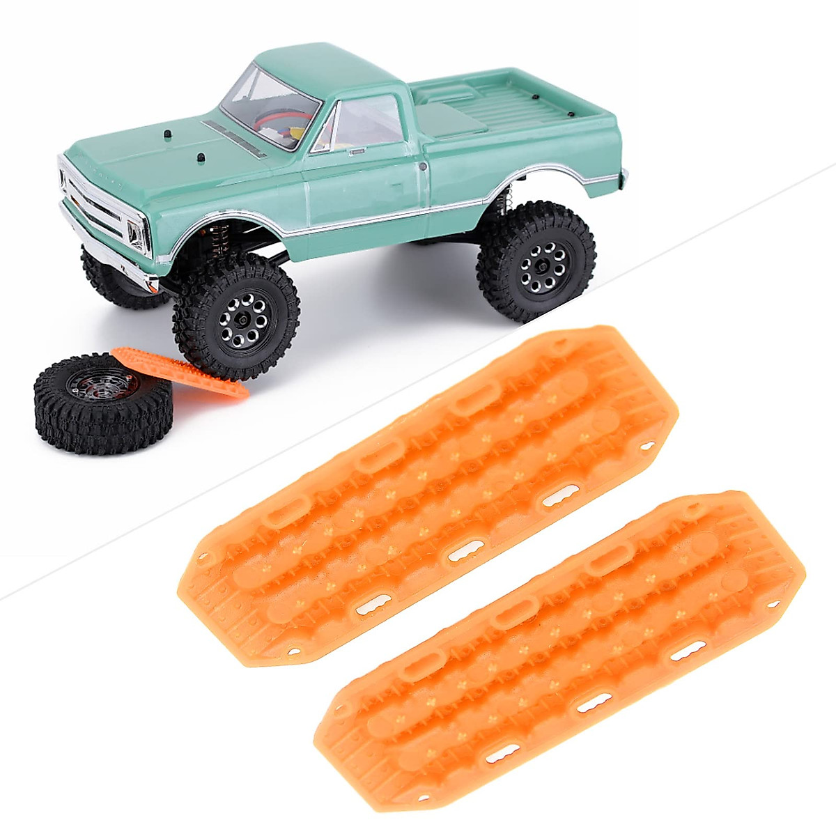 Dilwe 2pcs RC Sand Ladder, RC Plastic Recovery Ramps Board Compatible with 1/24 1/18 RC Car(Orange)