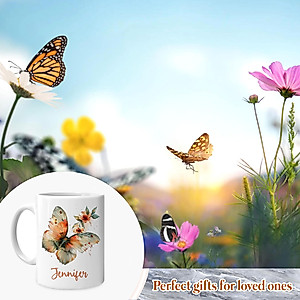 Hyturtle Personalized Butterfly Mug - Inspirational Gifts for Women - Birthday Christmas Gifts For Butterfly Lovers - Gifts For Mom on Mothers Day - Custom Name 11oz White Ceramic Coffee Tea Cup