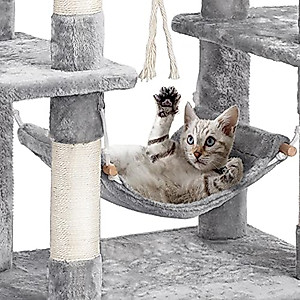 Topeakmart Multi-Level Cat Tree Cat Tower, 59''H Activity Center Tower Stand Furniture with Scratching Posts, Plush Perch & Hammock