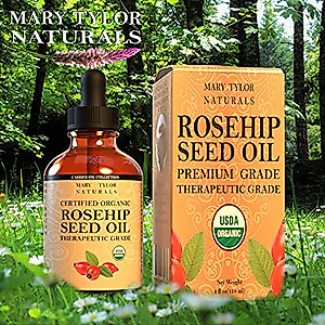 Mary Tylor Naturals Organic Rosehip Seed Oil 4 oz — USDA Certified Cold Pressed, Unrefined 100% Pure Rose Hip oil, Natural Moisturizer