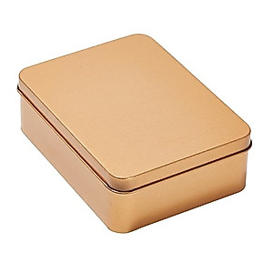 Juvale 6-Pack Gold Metal Cookie Tins with Lids - Small Rectangular Tin Boxes for Gift Giving, Home Organization (4.9x3.7x1.6 In)