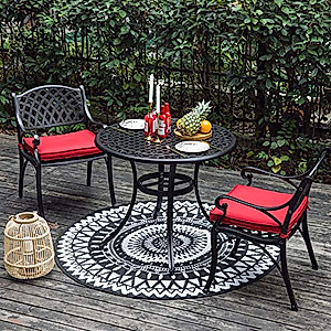 Nuu Garden Cast Aluminum Patio Dining Chairs with Armrests for Indoor Outdoor Bistro Chairs for Balcony, Backyard, Garden, Black with Gold-Painted Edge