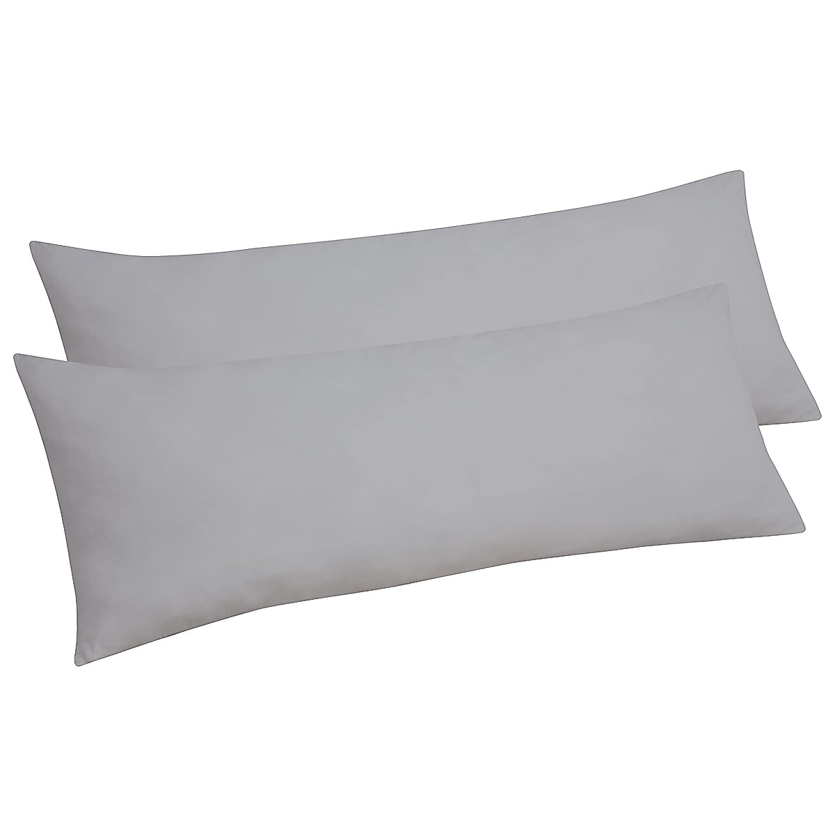 ROYALE LINENS Body Pillow Cover - Double Brushed 1800 Microfiber - 20"x54" with Hidden Zipper Closure - Wrinkle & Fade Resistant - Super Soft Body Pillowcase 2 Pack (Silver, Pack of 2)