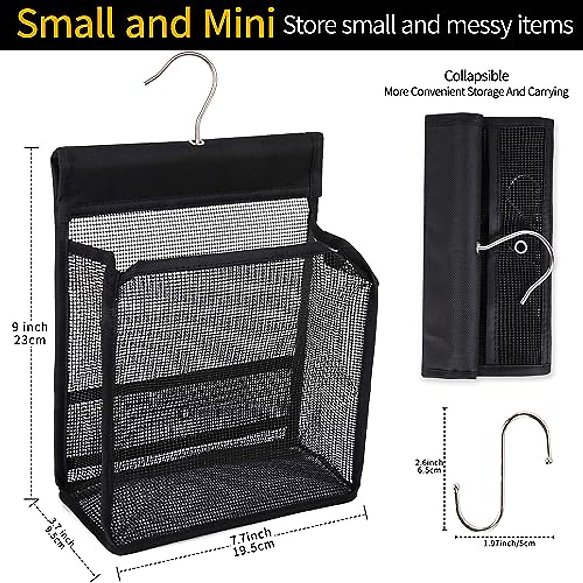 GUMQDD Mini Hangable Mesh Bathroom Storage Basket, Foldable Shower Caddy Storage Basket, Ideal for Gyms, College dorms, RV bathrooms, Travel and Pool Locker Rooms (1)