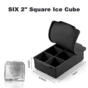Nax Caki Large Ice Cube Molds Tray with Lid, Stackable Big Silicone Square Ice Cube Mold for Whiskey Cocktails Bourbon Soups Frozen Treats, Whiskey Gifts for Men from Daughter Wife Son Kids