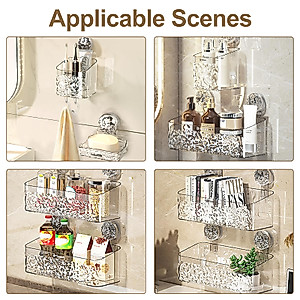 oewyrou 4pcs Clear Shower Caddy No Drill Clear Wall Caddy Suction Cup Luxury Suction Storage Rack Clear for Bathroom Kitchen