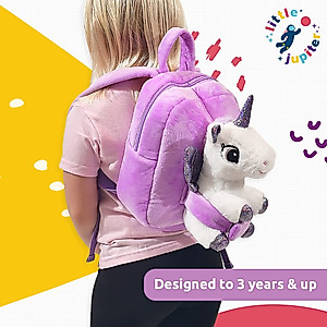 Pet Plush Unicorn Stuffed Animals Backpack w/Removable Stuffed Unicorn Plush Toy & Birth Certificate for Small Girls 3-4 - 5 Years Old - Little Girl Backpack - Stuffed Animals for Girls - Purple