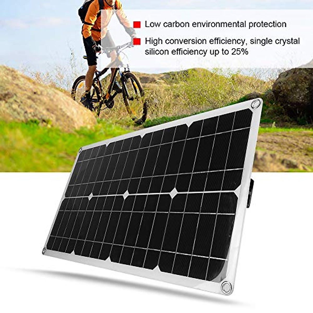Solar Panel,5V 40W Dual USB Flexible Waterproof Portable Single Crystal Solar Power Panel Charger High Conversion Rate Car Battery Charger Controller for Laptops,RVs,etc