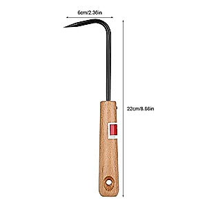 Bonsai Root Hook, 22cm Manganese Steel Single Claw Gardening Hook Root Pick Rake Bonsai Tool Handle Weeder with Comfortable Wooden Handle for Outdoor Cultivator Weed Remove